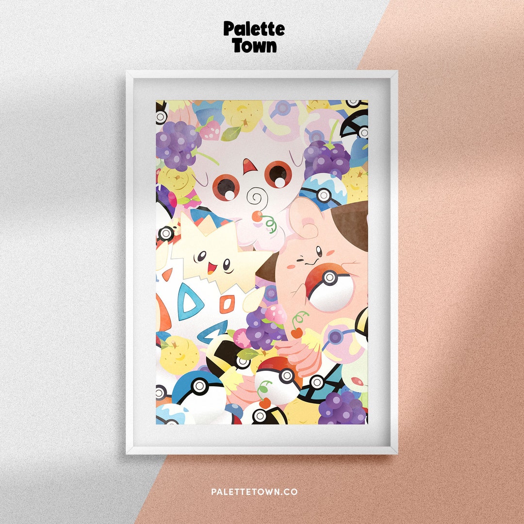 Cute Pokémon Poster - Togepi, Igglybuff, and Cleffa Eating Berries ...