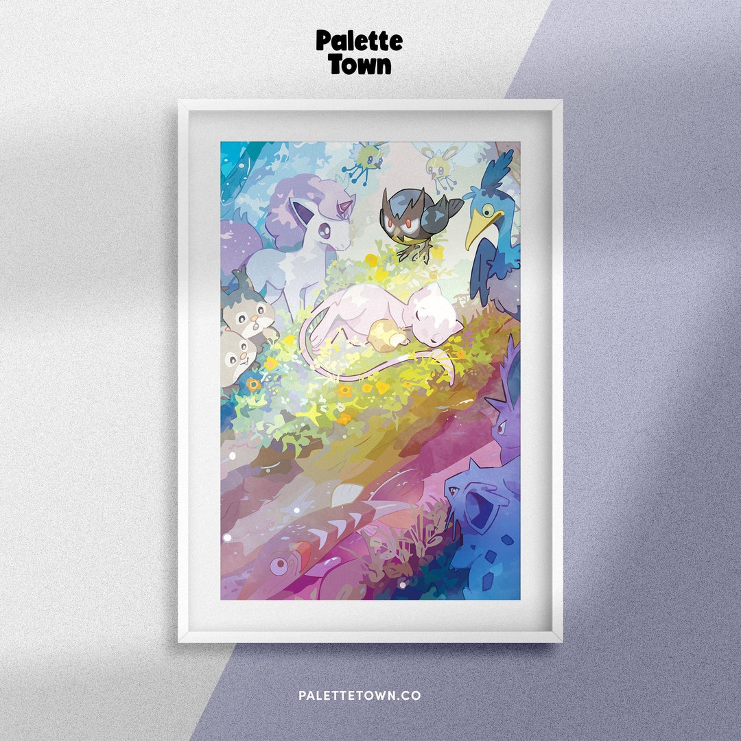 Bright Mew and Friends Pokémon Poster - A Must-have for Fans & Room ...