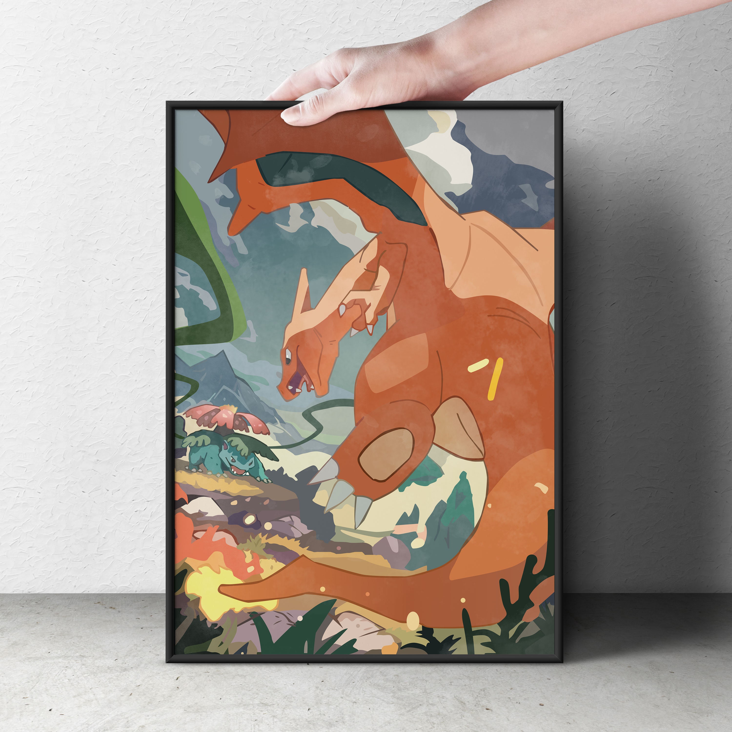 Epic Charizard Vs Venusaur Pokémon Poster - A Must-have for Fans & Room ...