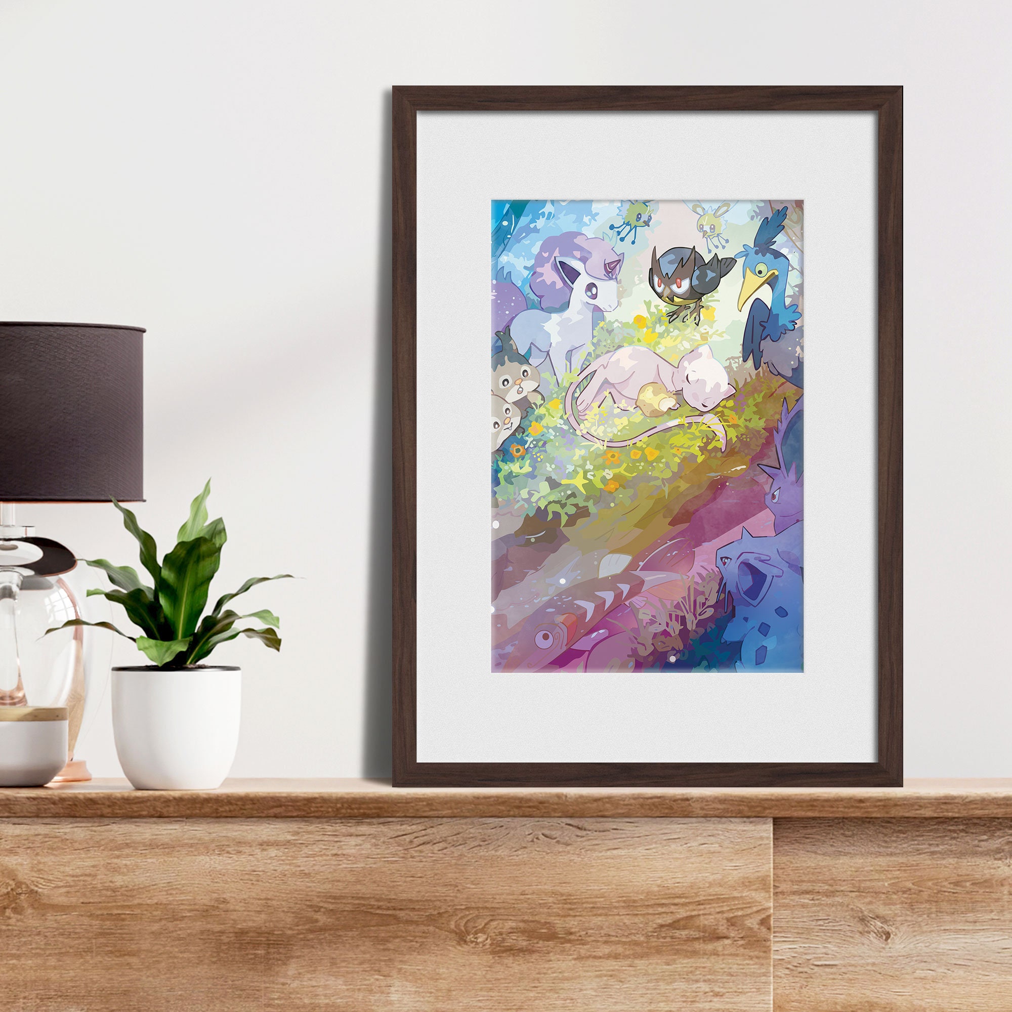 Bright Mew and Friends Pokémon Poster A Must-have for Fans & Room Decor ...