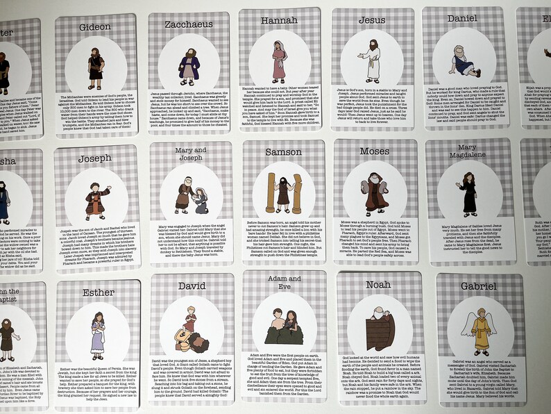 Printable Bible Character Cards (set of 24) - Etsy