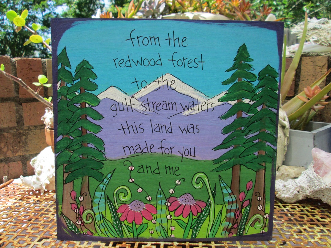 This Land is Your Land Song Lyrics Painting on 10 X 10 Wood Panel, This ...
