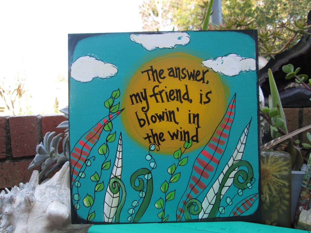 Blowin' in the Wind Song Lyric Painting on 10 X 10 Wood Panel, the ...