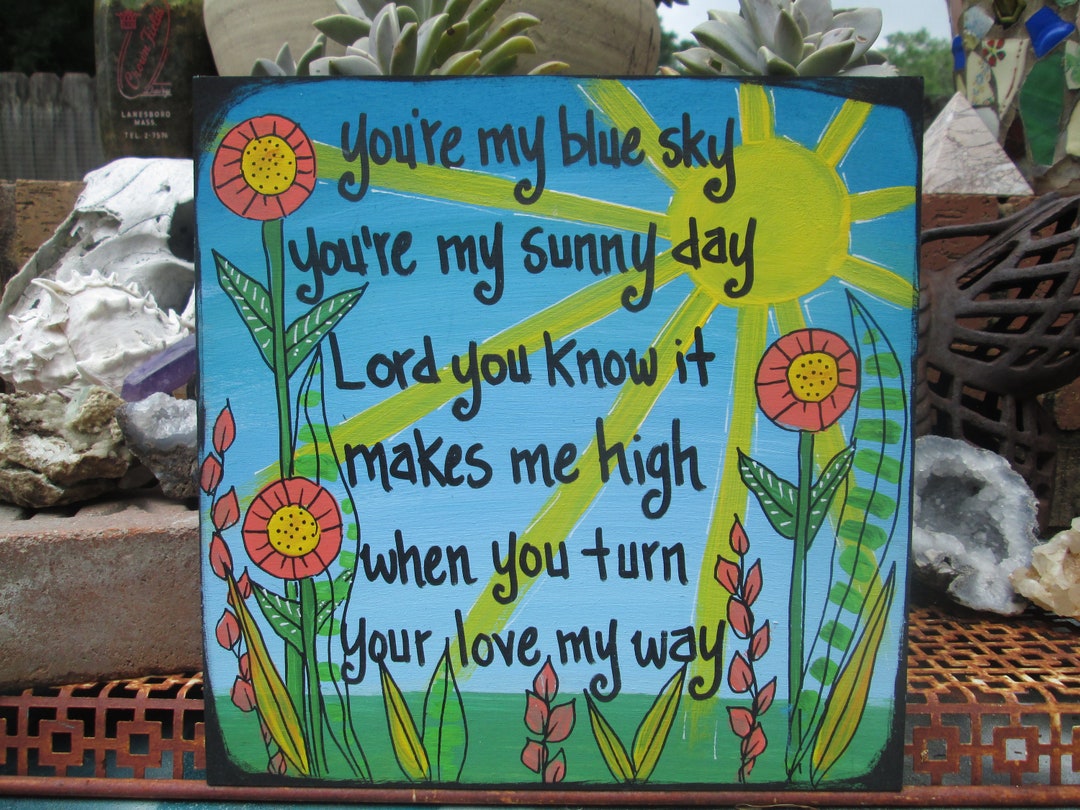 Blue Sky Song Lyrics Painting on 10 by 10 Wood Panel, Song Lyric Art ...