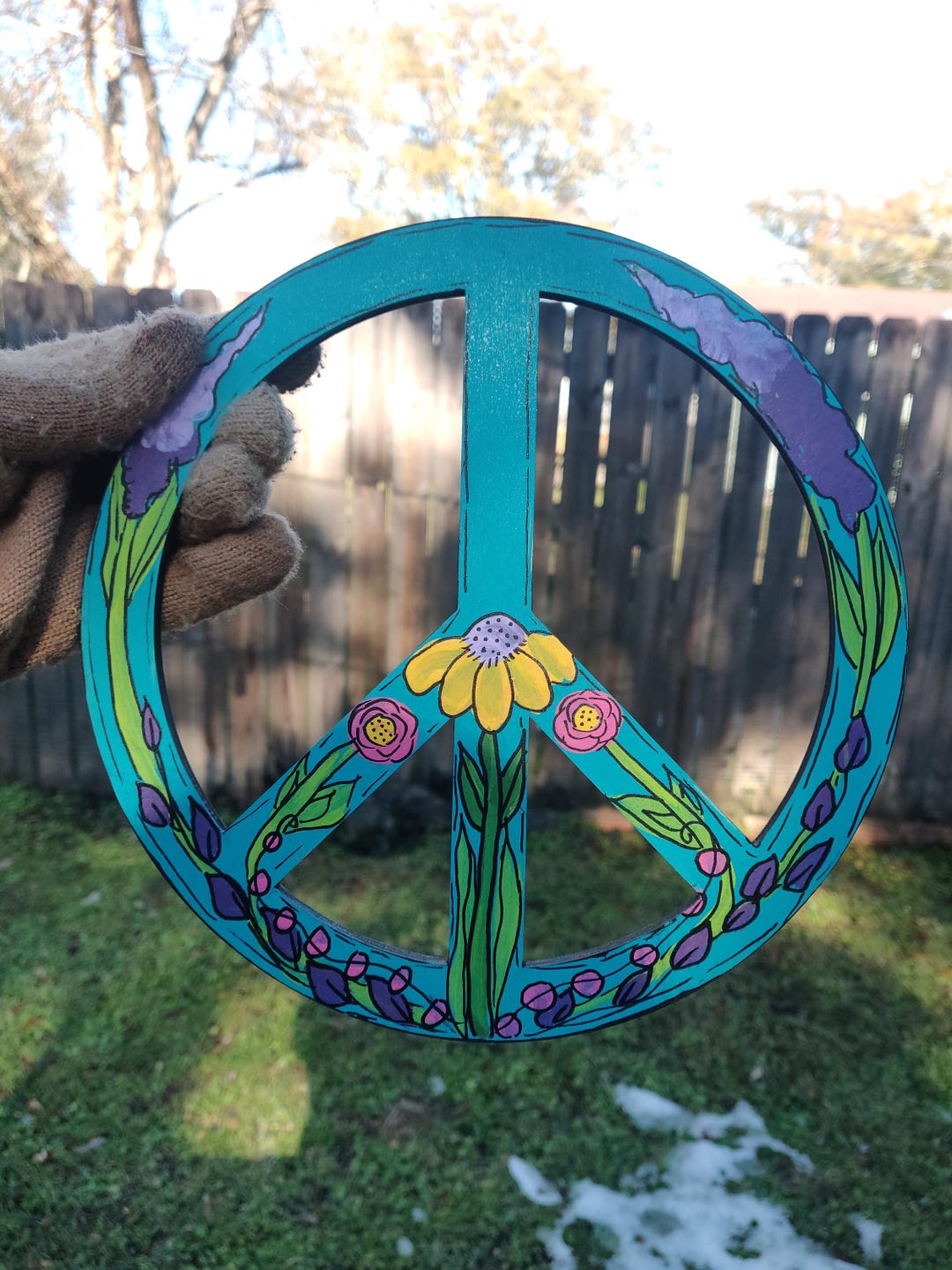 Peace Sign Hand-painted Wooden Wall Art Fun Bright Trendy Wall Decor ...