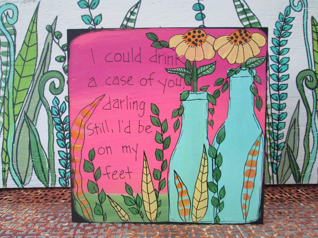Joni Mitchell Case of You Song Lyrics Painting on 10 X 10 Wood Panel, I ...