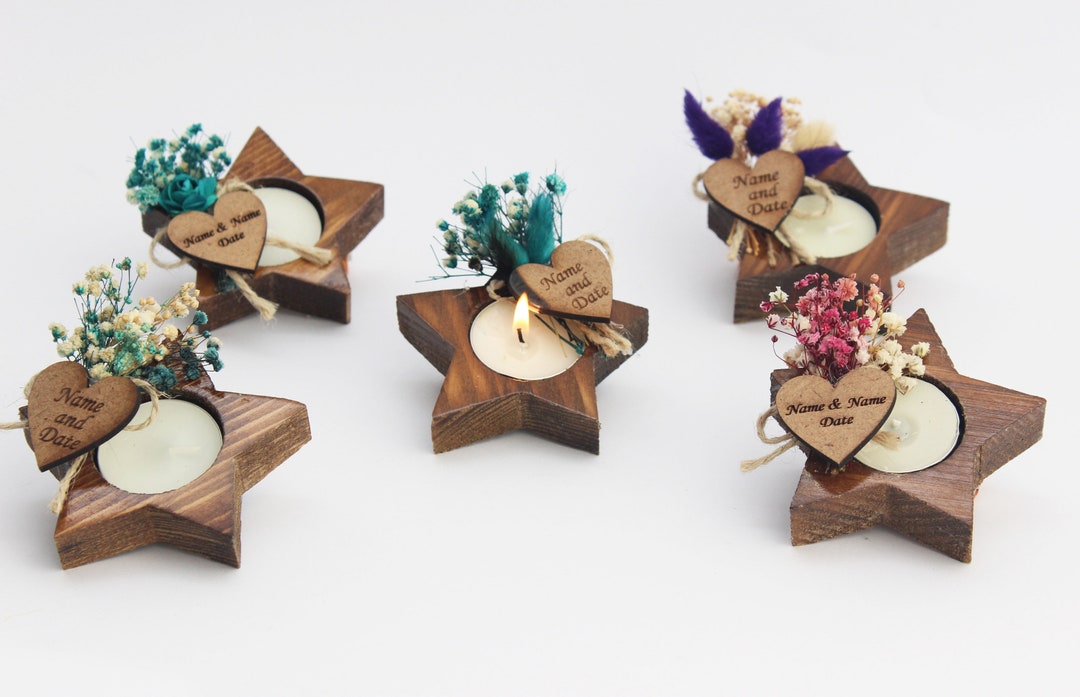 Wooden Tealight Candle , Personalized Wedding Favors for Guests ...