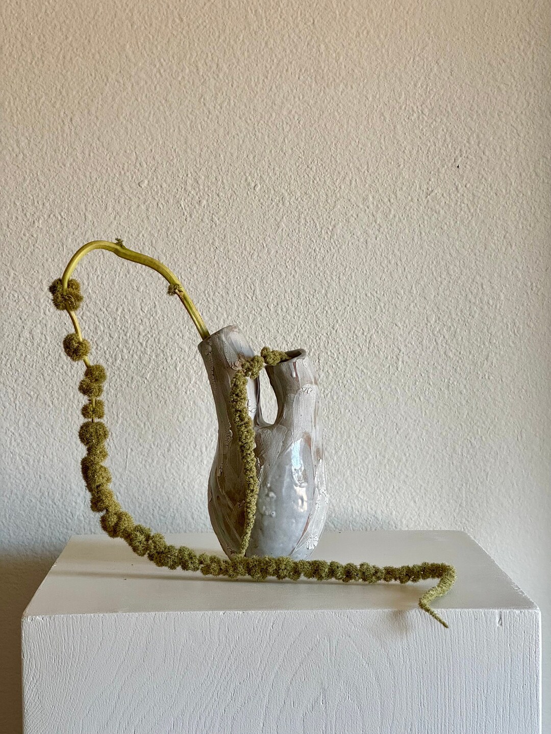 White Asymmetrical Vase, Handbuilt Ceramic Vase, Ceramic Sculpture ...