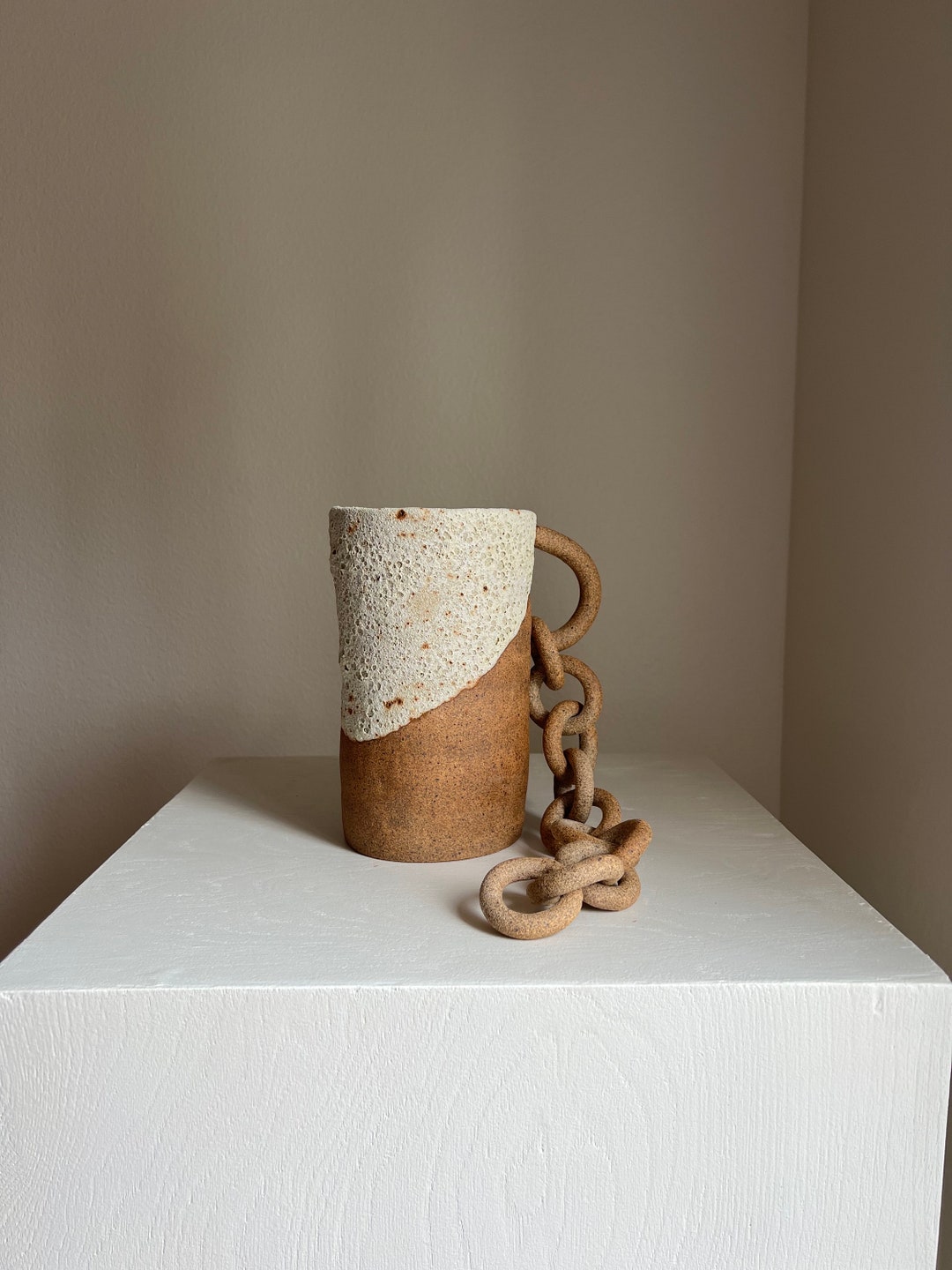 Rustic Ceramic Chain Vase, Chain Pottery, Crater Glaze Vase, Modern ...