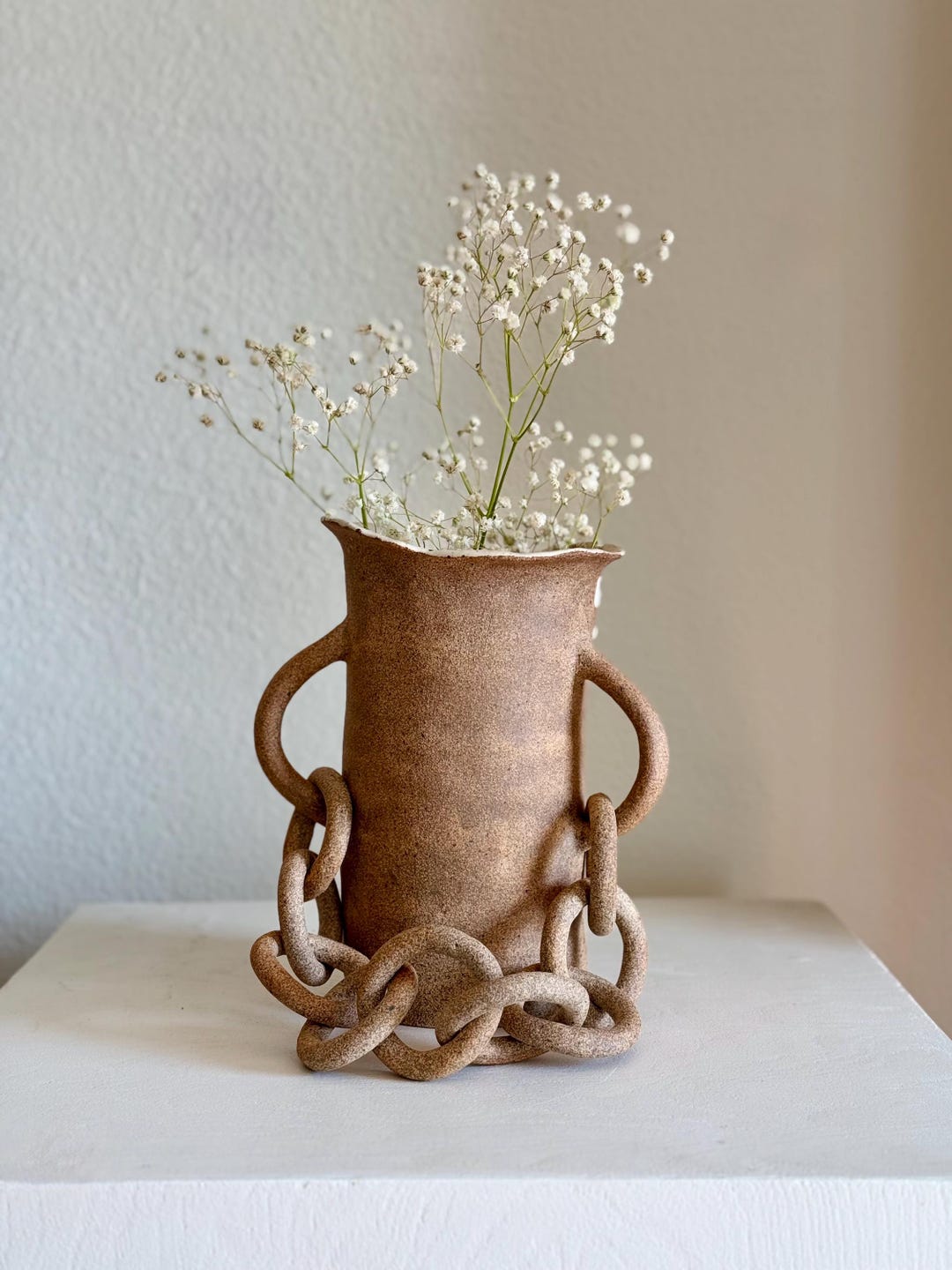 Medium Ceramic Chain Vase, Chain Pottery, Black Vase, Flower Vase ...