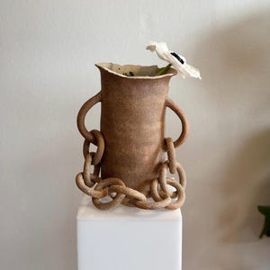 Medium Ceramic Chain Vase, Chain Pottery, Black Vase, Flower Vase ...