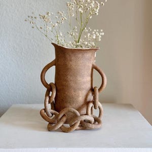 Handmade Ceramic Chain Vase: Black Wabi Sabi Pottery, D'earth Pottery ...