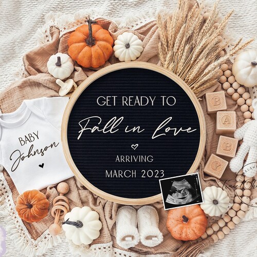 Fall Pregnancy Announcement Digital Autumn Editable - Etsy