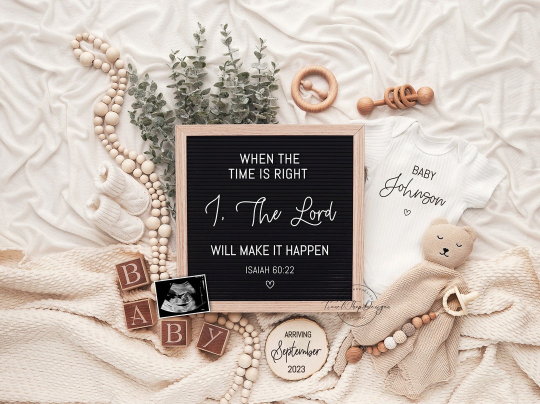 Digital Pregnancy Announcement, Faith Based Baby Announcement, Neutral ...