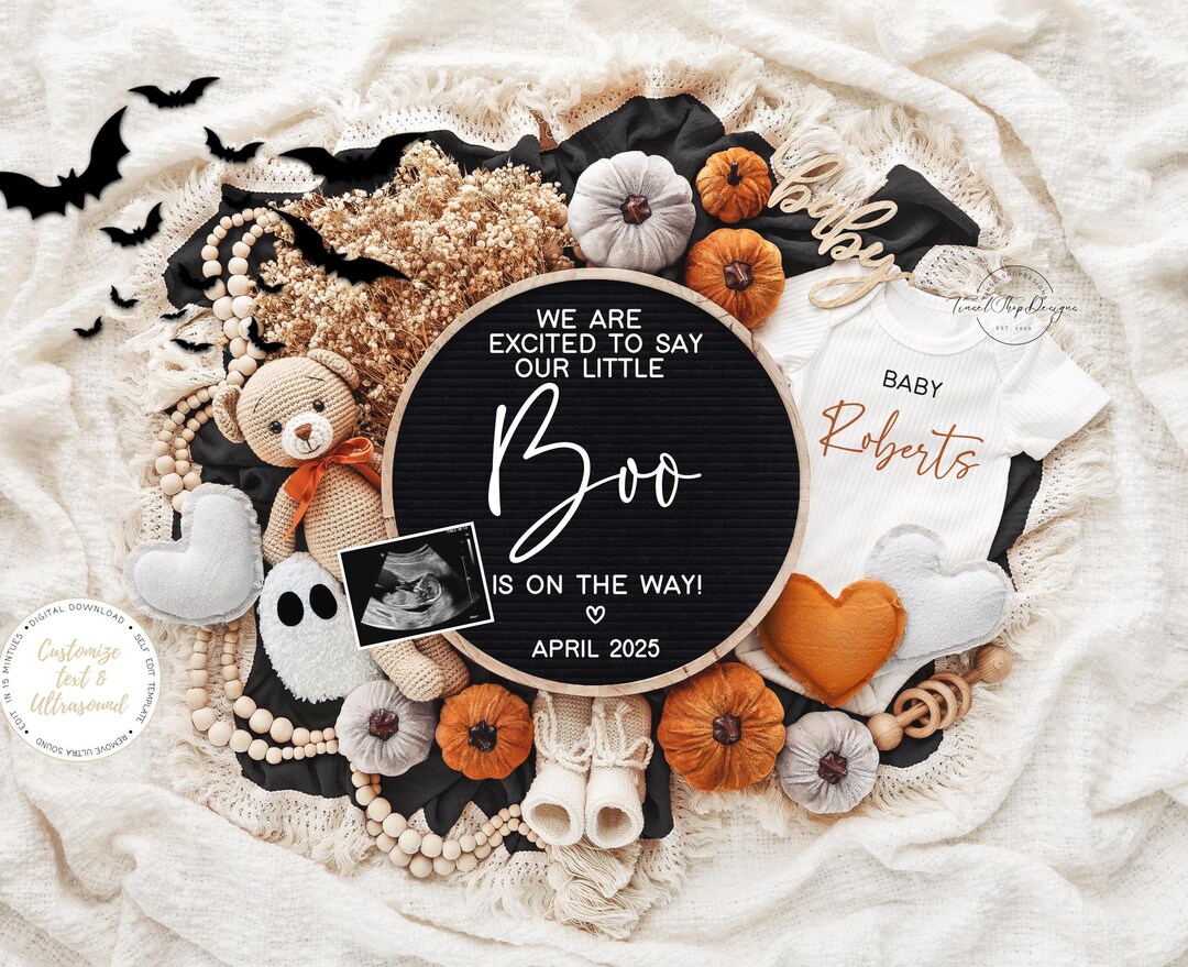 Halloween Pregnancy Announcement, Fall Baby Announcement, Digital ...