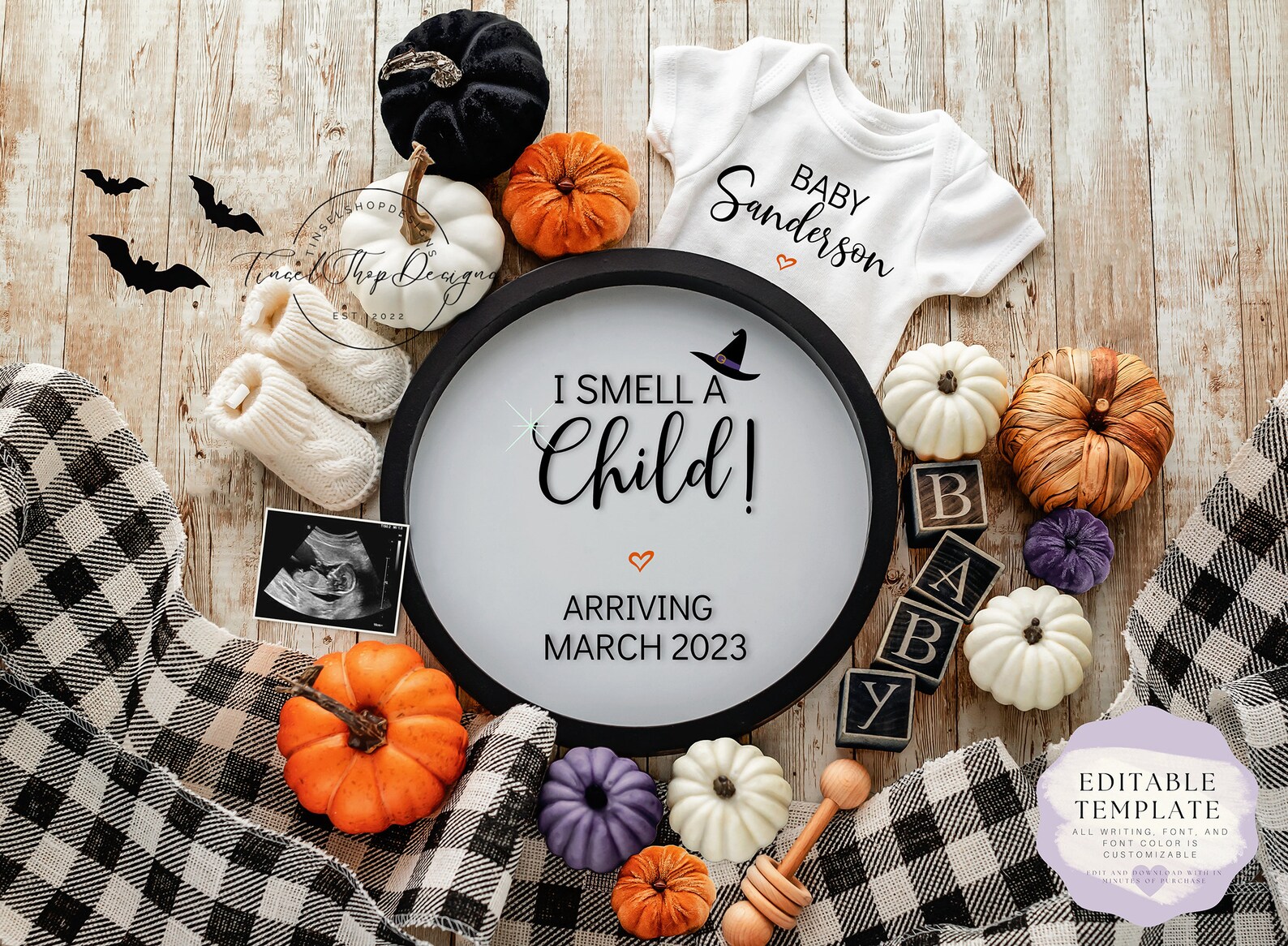 Halloween Digital Pregnancy Announcement Spooky Editable - Etsy