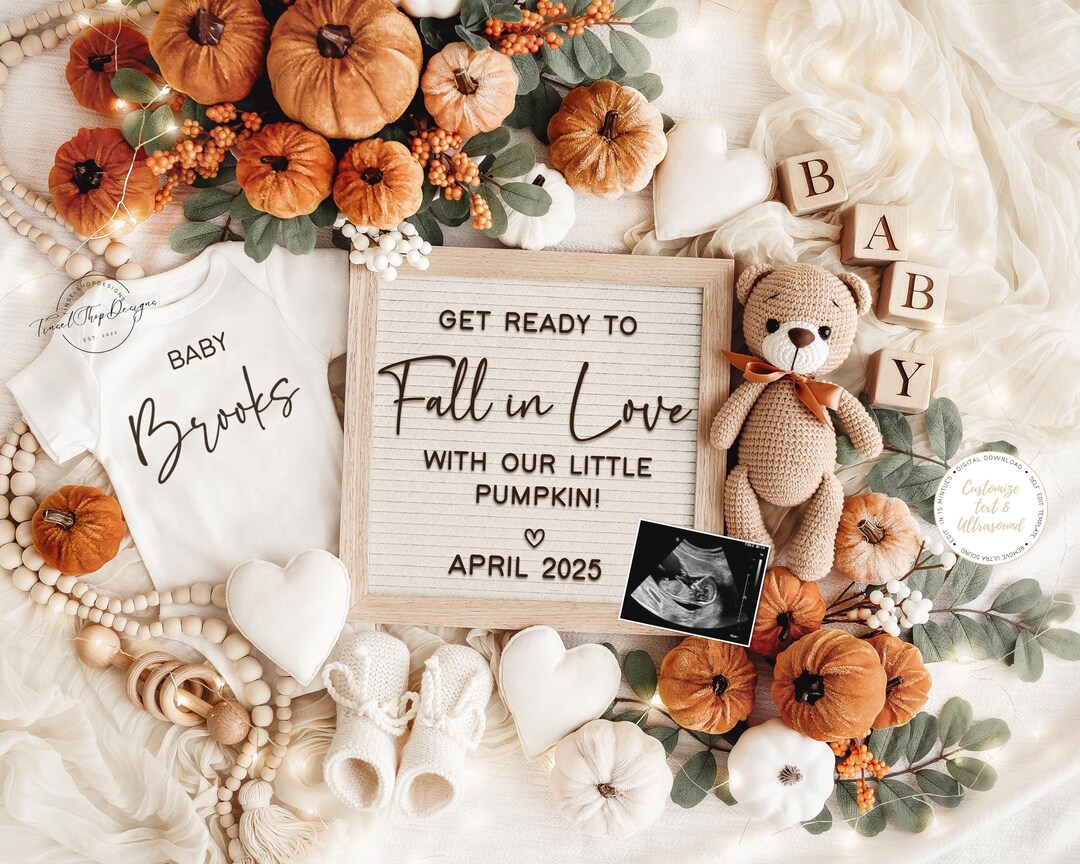 Fall Pregnancy Announcement Digital Baby Announcement Gender Neutral ...