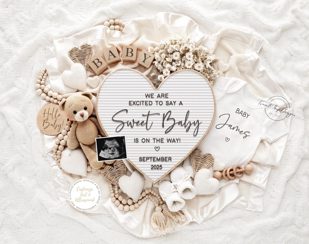 Gender Neutral Pregnancy Announcement Template: Editable Digital ...