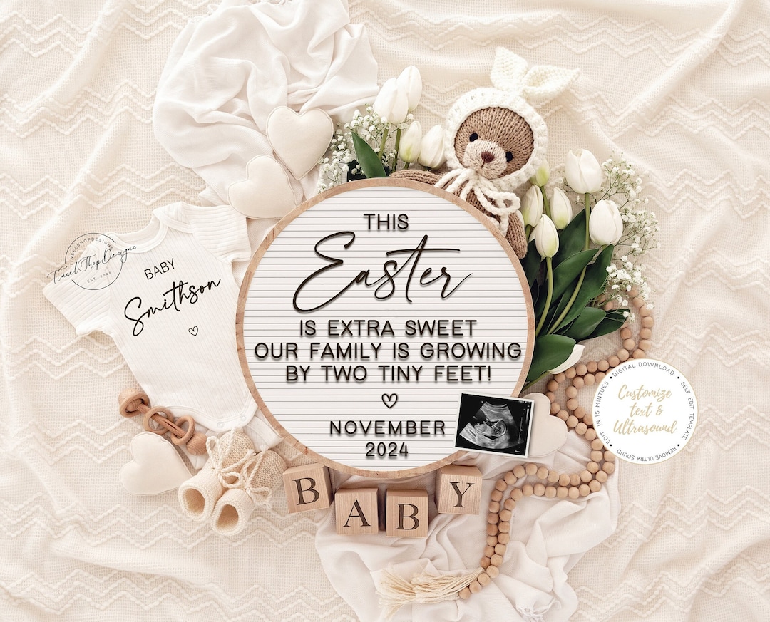 Easter Pregnancy Announcement, Digital Baby Announcement, Gender ...