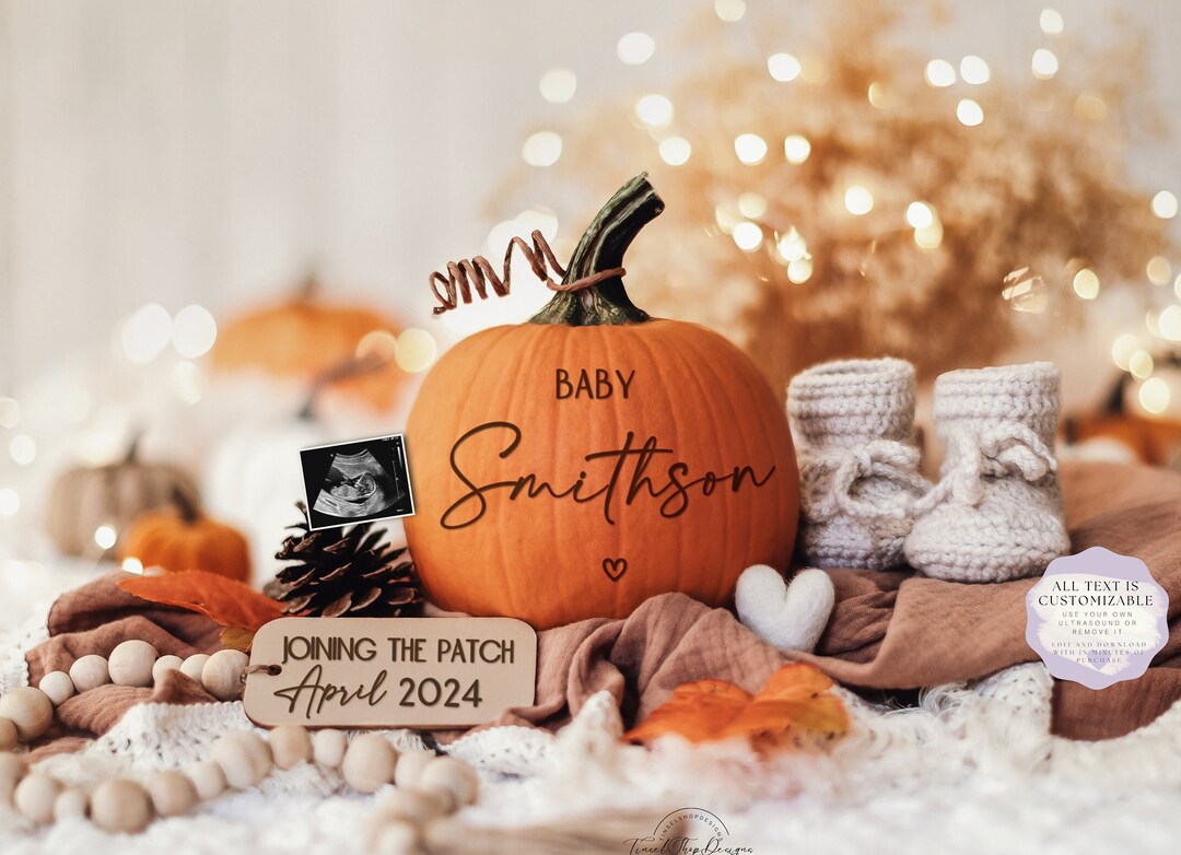 Fall Pregnancy Announcement Digital Baby Announcement Autumn Gender ...