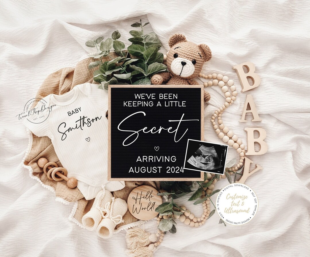Pregnancy Announcement Digital, Neutral Baby Announcement, Pregnancy ...