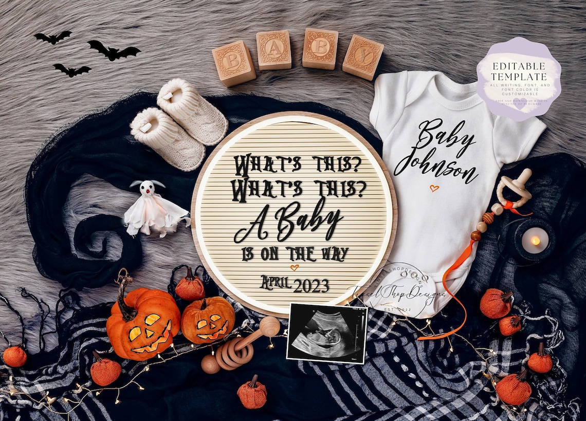 Halloween Pregnancy Announcement Digital Baby Announcement - Etsy