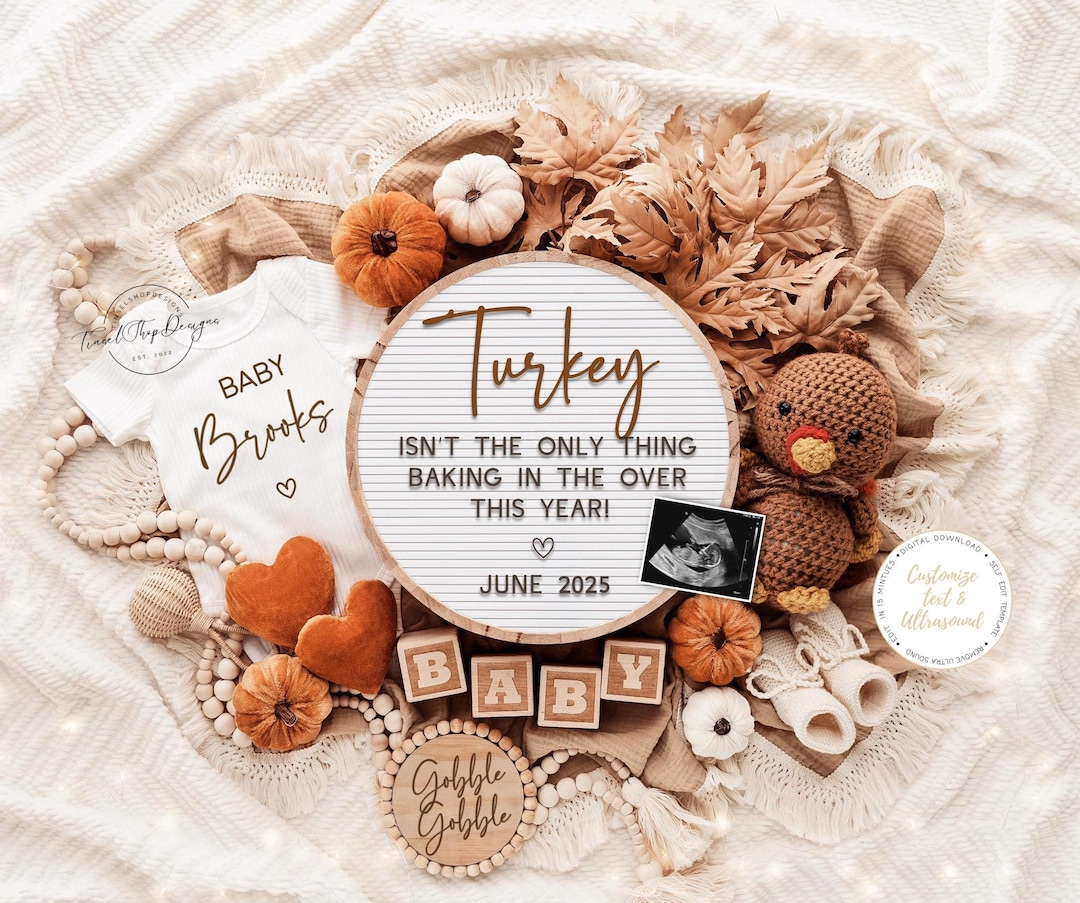 Thanksgiving Pregnancy Announcement: Turkey in the Oven (digital ...