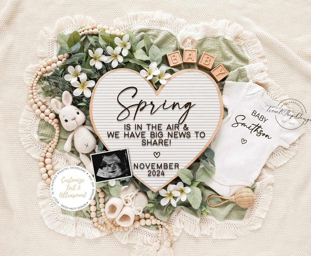 Spring Baby Announcement, Social Media Reveal (digital Download) - Etsy