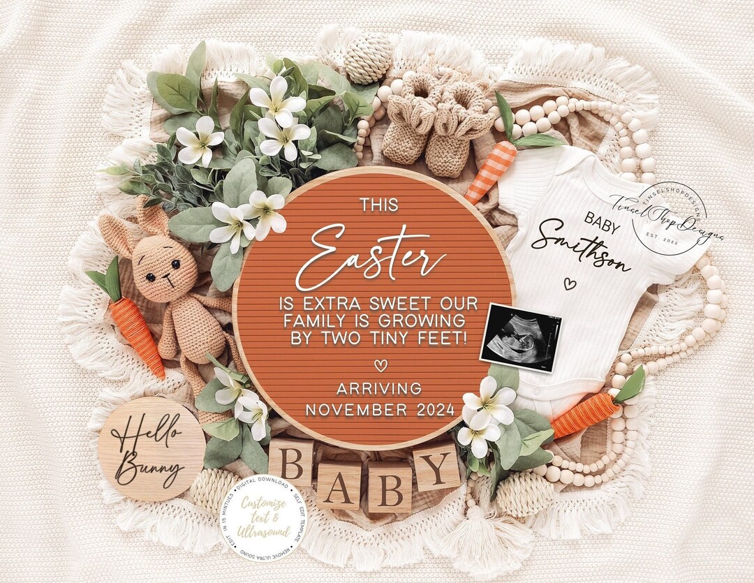 Easter Baby Announcement, Digital Pregnancy Announcement, Gender ...