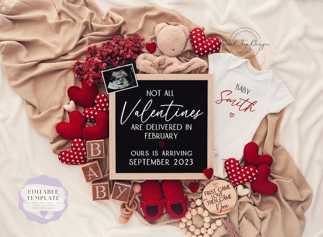 Valentine's Day Pregnancy Announcement\ Digital\ Gender Neutral\ Baby ...