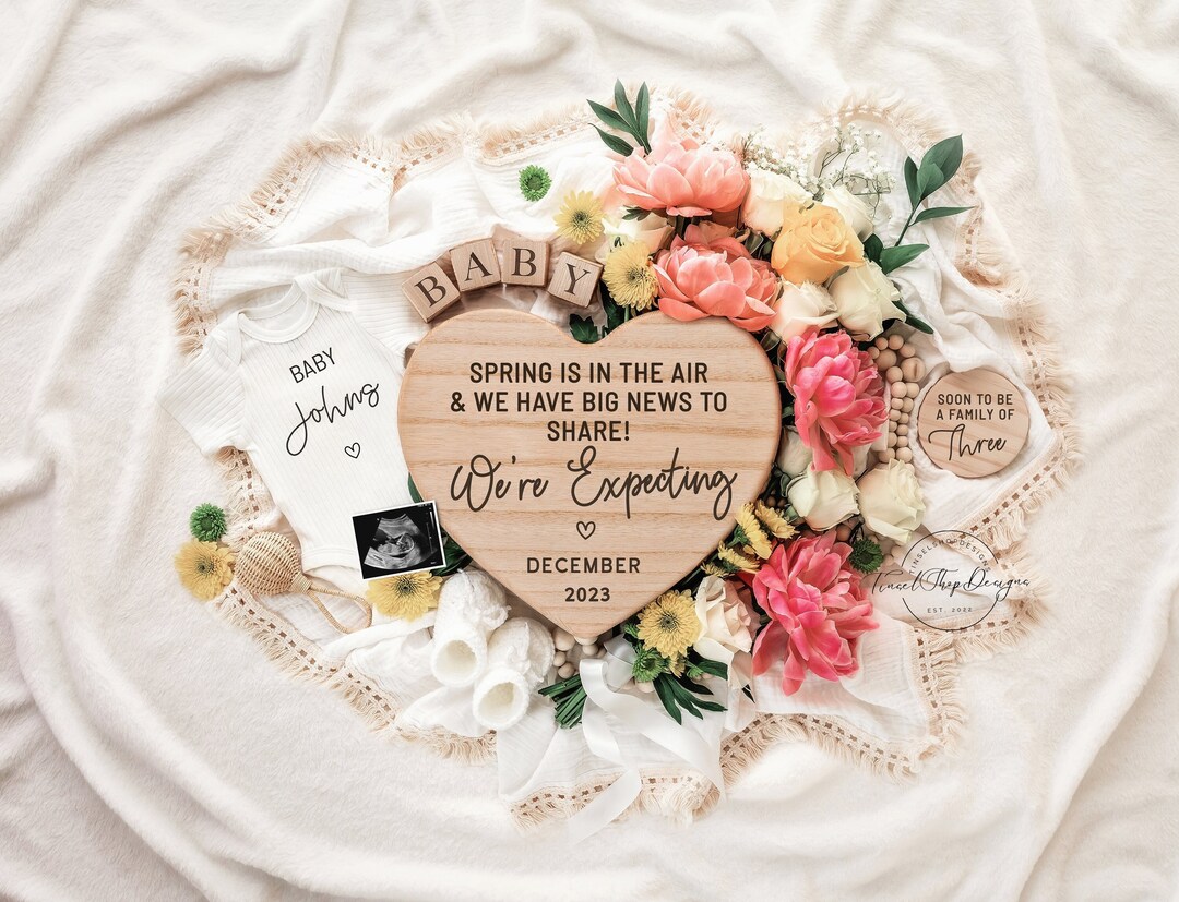 Floral Spring Pregnancy Announcement: Editable Template (digital ...