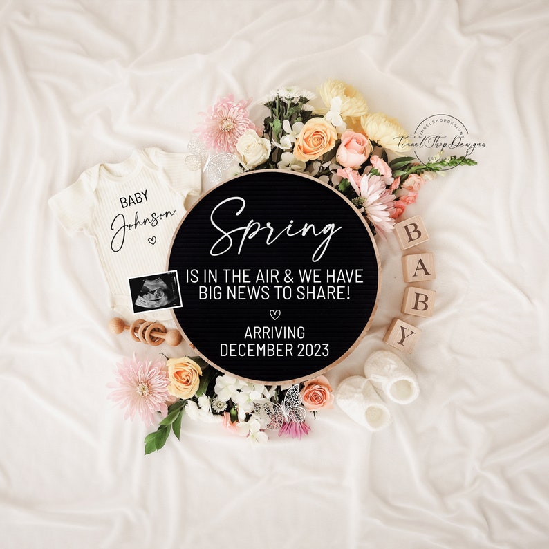 Spring Pregnancy Announcement Digital Spring Baby - Etsy