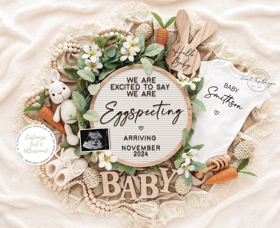Easter Baby Announcement, Digital Pregnancy Announcement, Gender ...