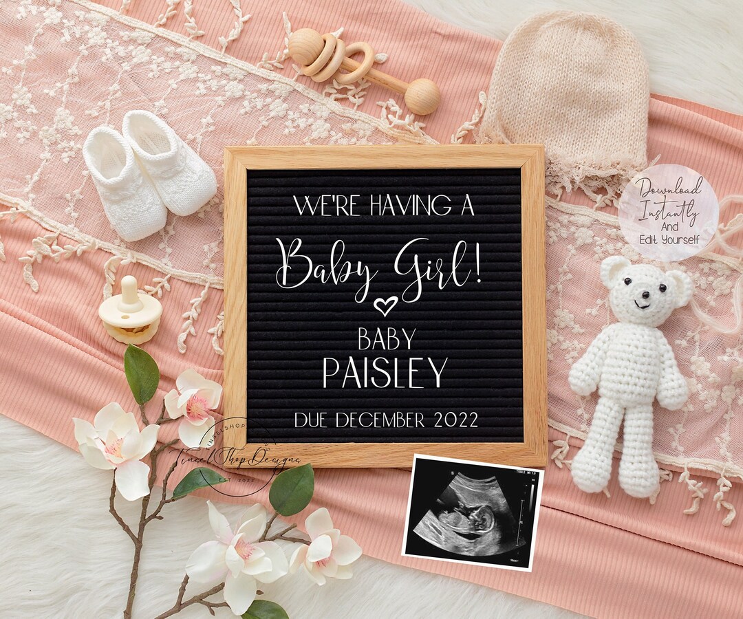 Its A Girl Digital Pregnancy Announcement | Baby Gender Reveal for ...