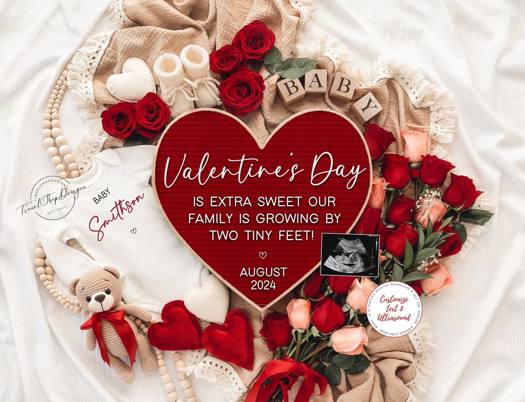 Valentines Day Pregnancy Announcement Digital Baby Announcement ...