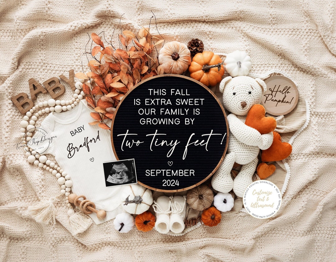 Fall Pregnancy Announcement Digital Baby Announcement Editable Template ...