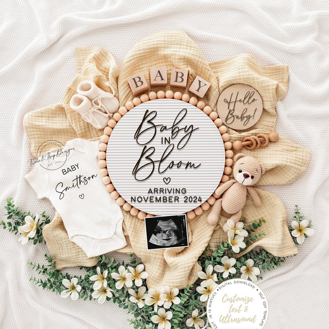 Baby in Bloom Pregnancy Announcement, Social Media Reveal (digital ...