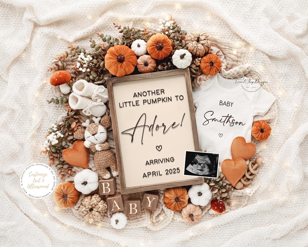 Fall Pregnancy Announcement, Neutral Baby Announcement, Digital ...
