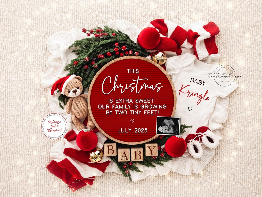 Christmas Pregnancy Announcement Digital Winter Baby Announcement ...