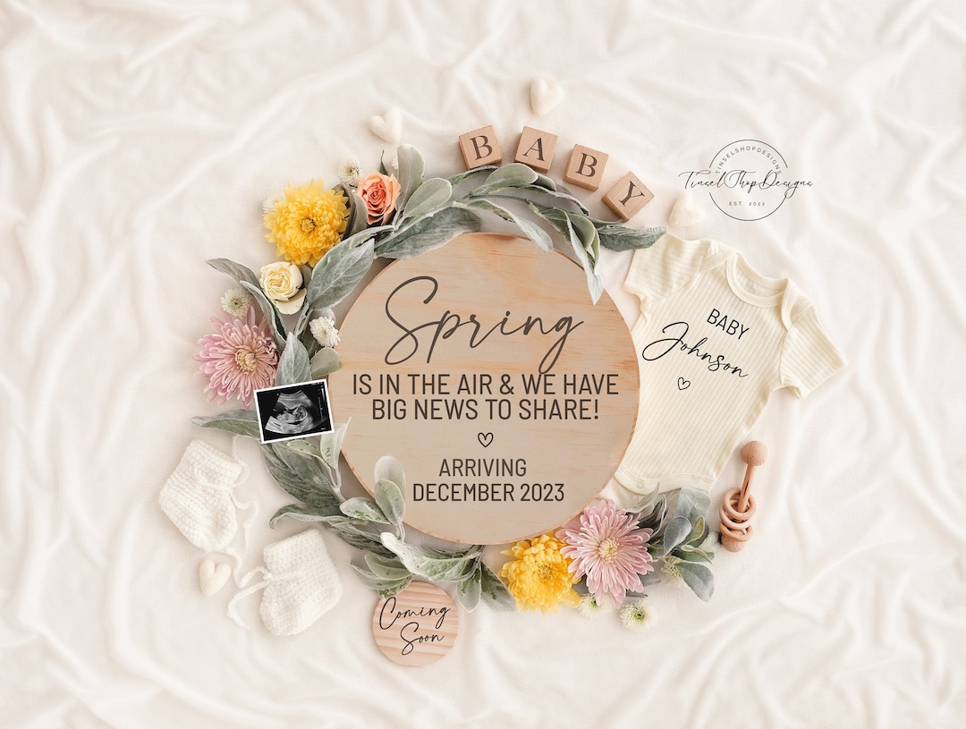 Spring Pregnancy Announcement Digital Spring Baby - Etsy