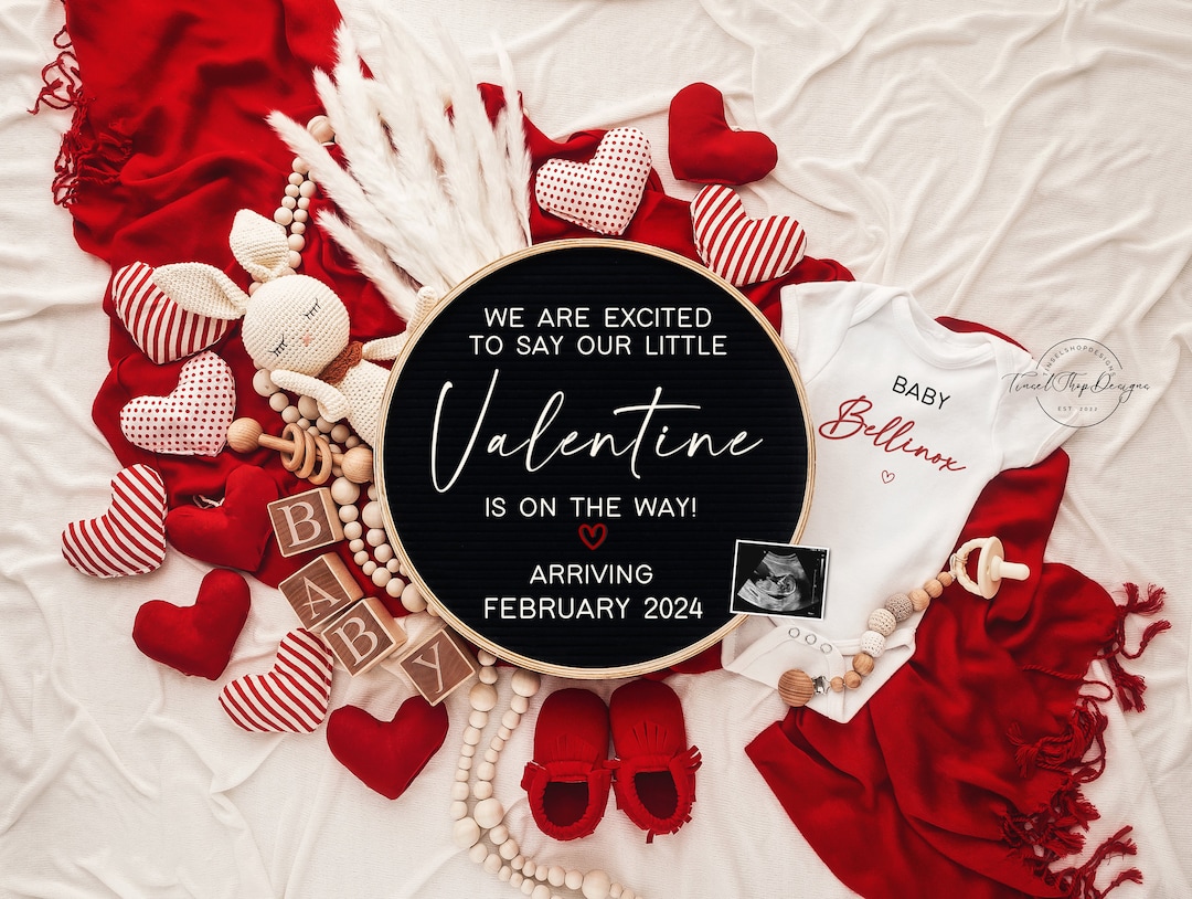 Valentines Day Digital Pregnancy Announcement Baby Announcement Gender ...