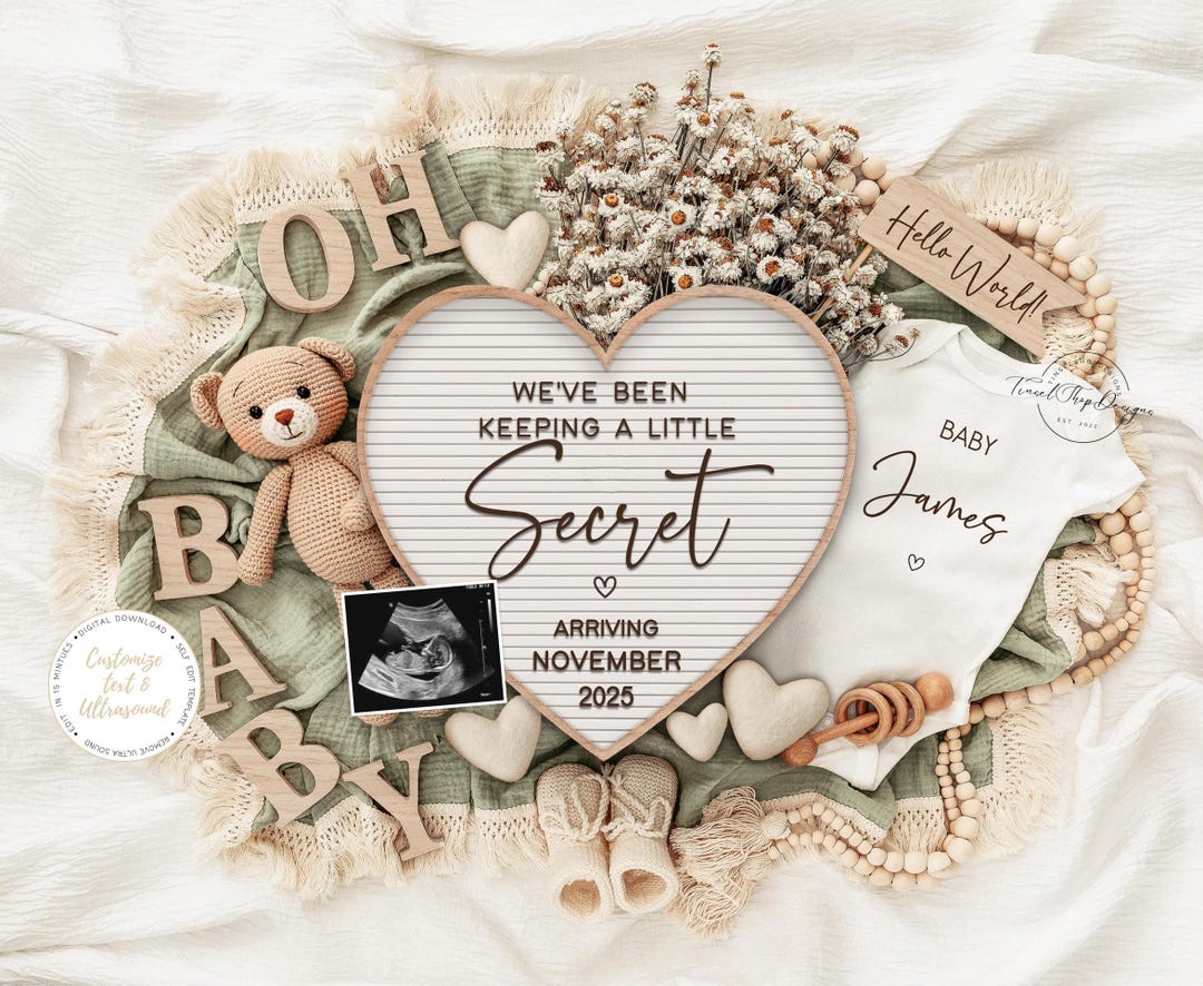 Gender Neutral Pregnancy Announcement: Editable Template (digital ...