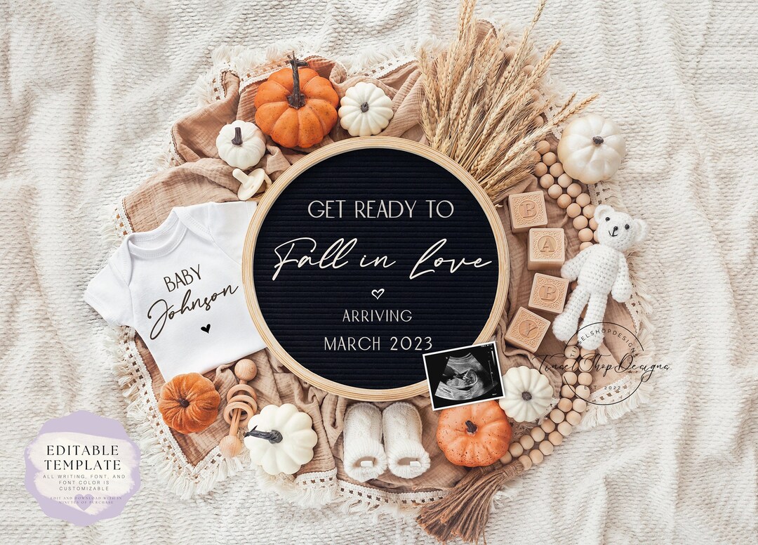 Fall Pregnancy Announcement, Autumn Pumpkin Theme (digital Download) - Etsy