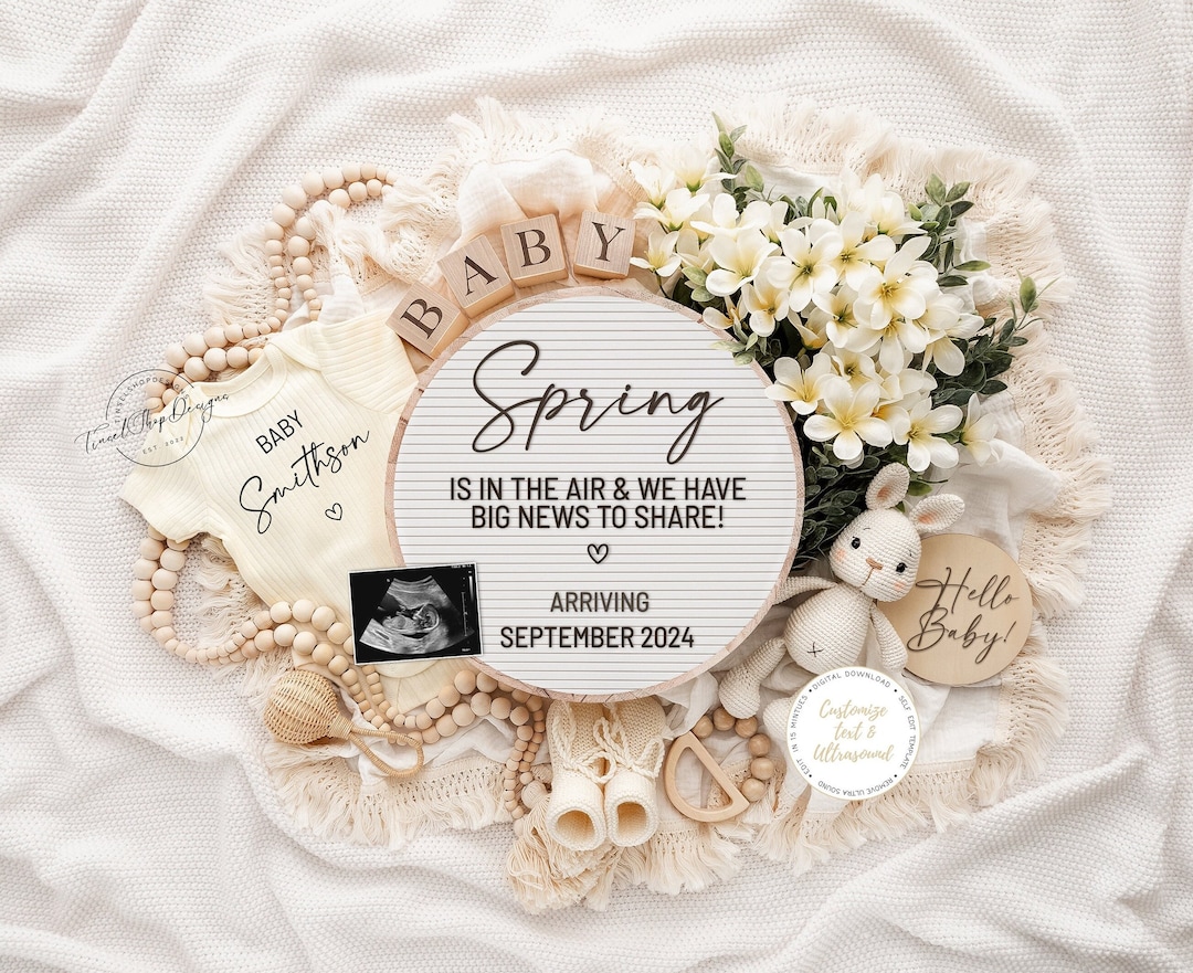 Spring is in the Air, Digital Pregnancy Announcement, Baby Announcement ...
