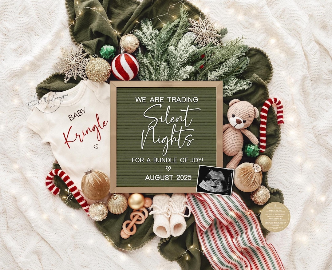 Christmas Pregnancy Announcement Digital Winter Baby Announcement ...