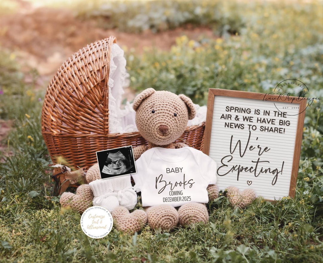 Spring Pregnancy Announcement, Pregnancy Announcement Template, Digital ...