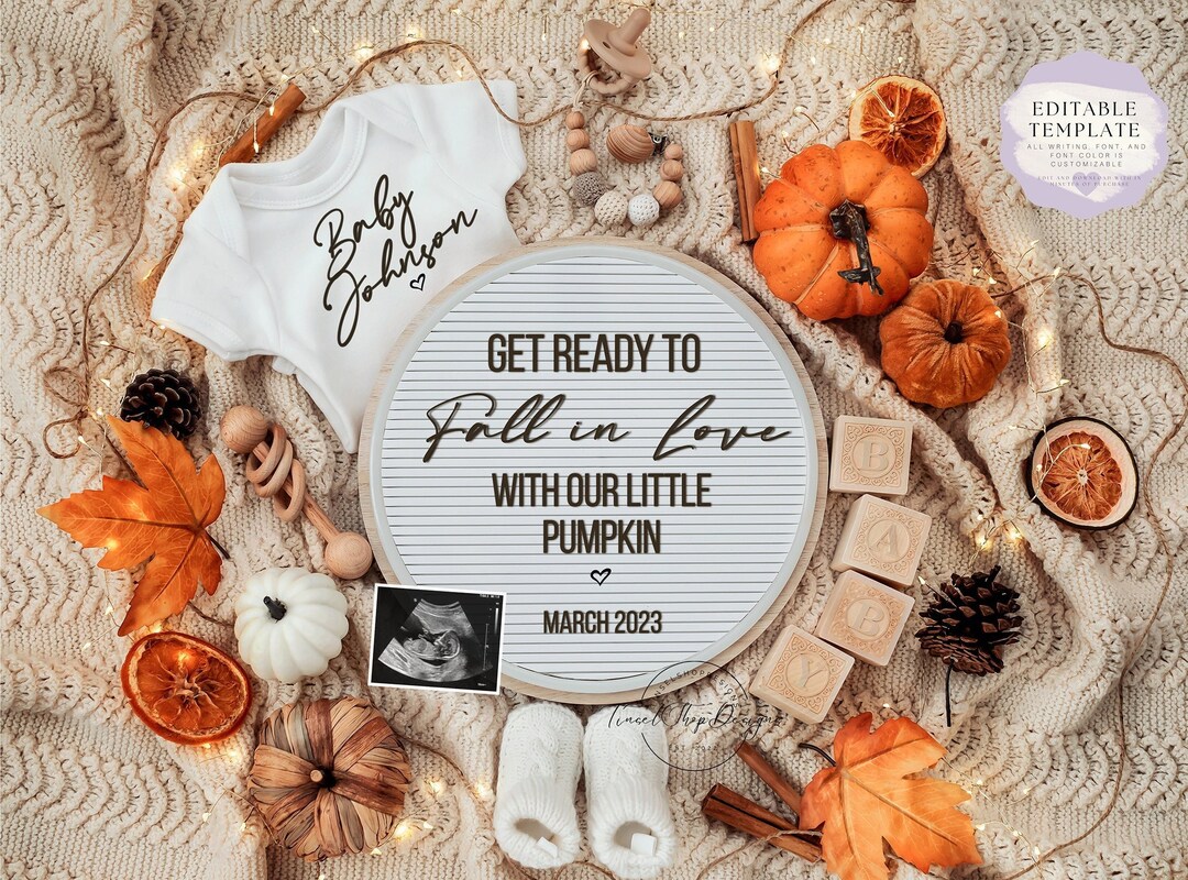 Fall Pregnancy Announcement Digital Autumn Editable - Etsy