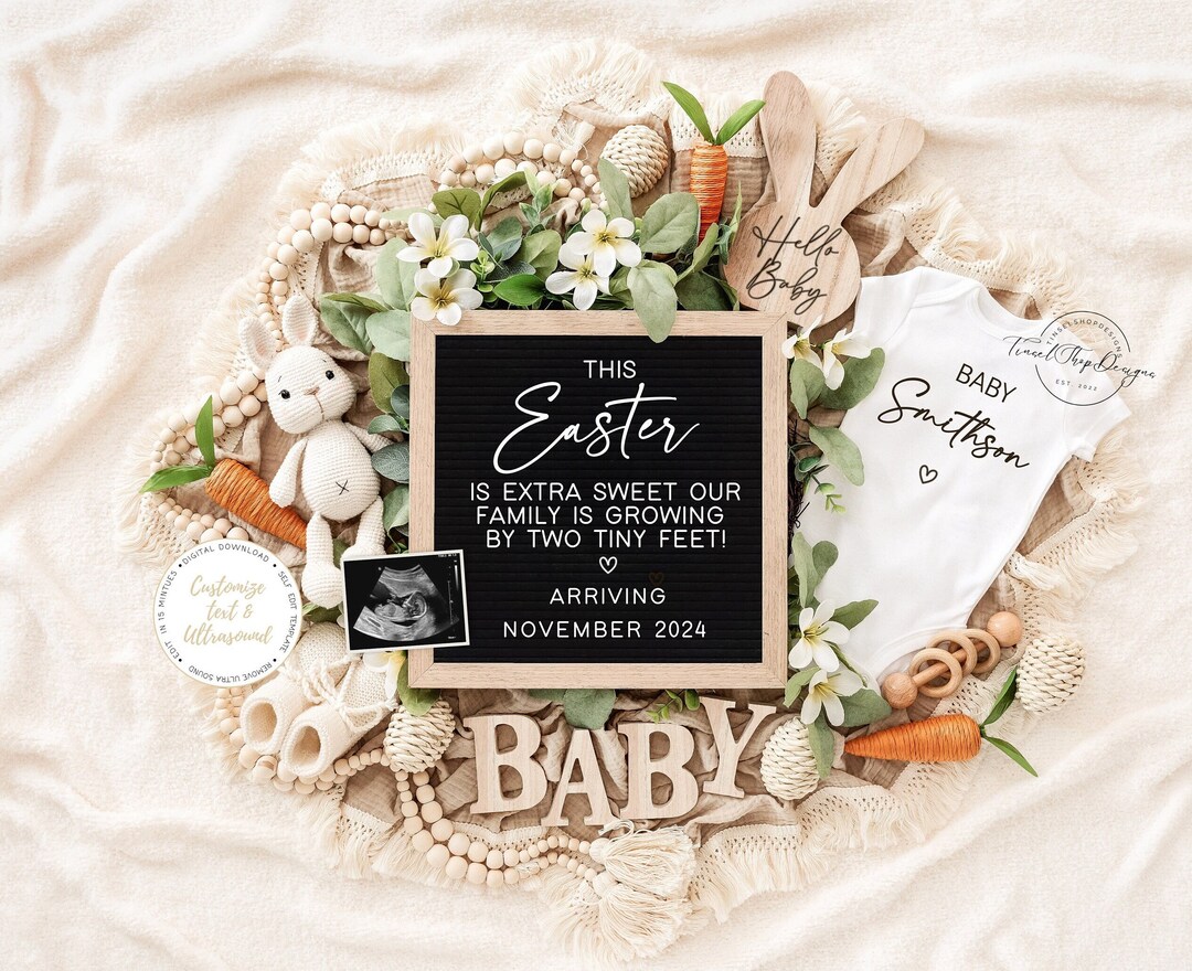 Easter Pregnancy Announcement Digital Baby Announcement Girl Gender ...