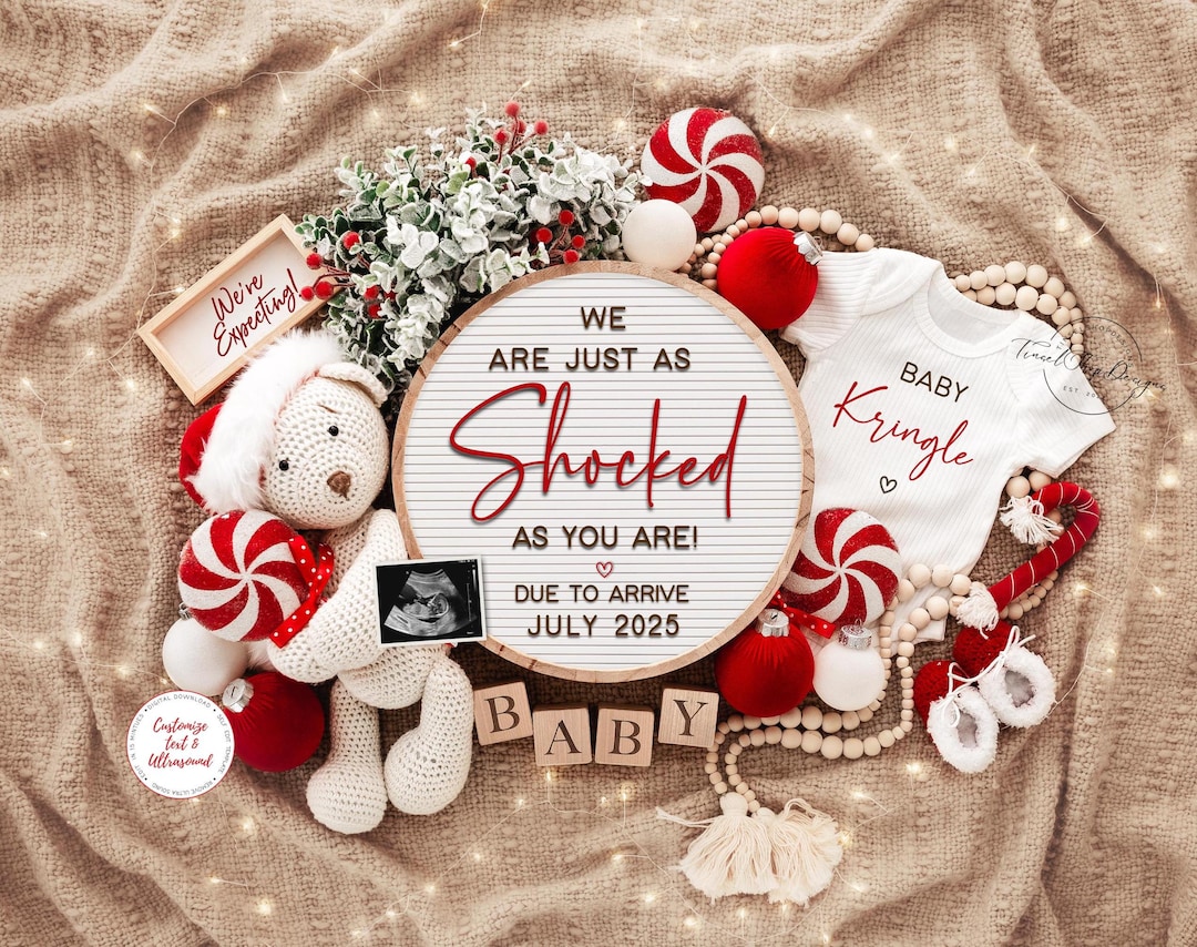 Christmas Pregnancy Announcement Digital Winter Baby Announcement ...