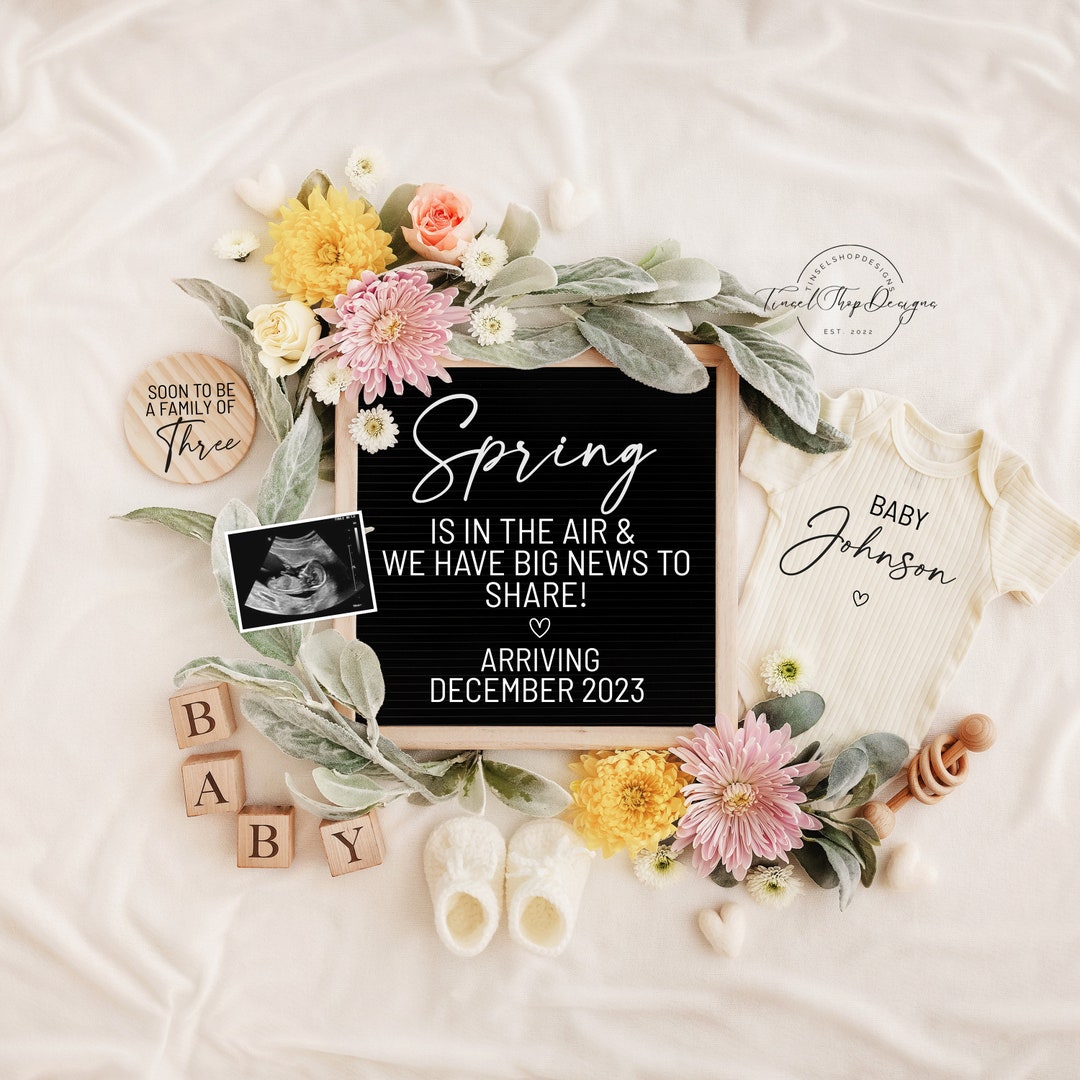 Spring Digital Pregnancy Announcement Baby Announcement - Etsy